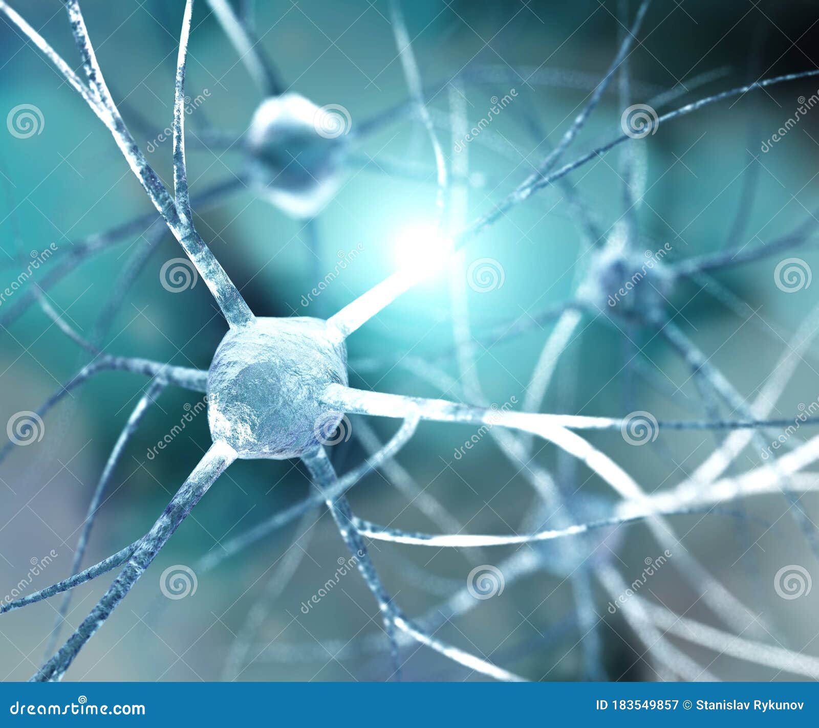 Close-up Neuron, Neural Network Stock Illustration - Illustration of ...