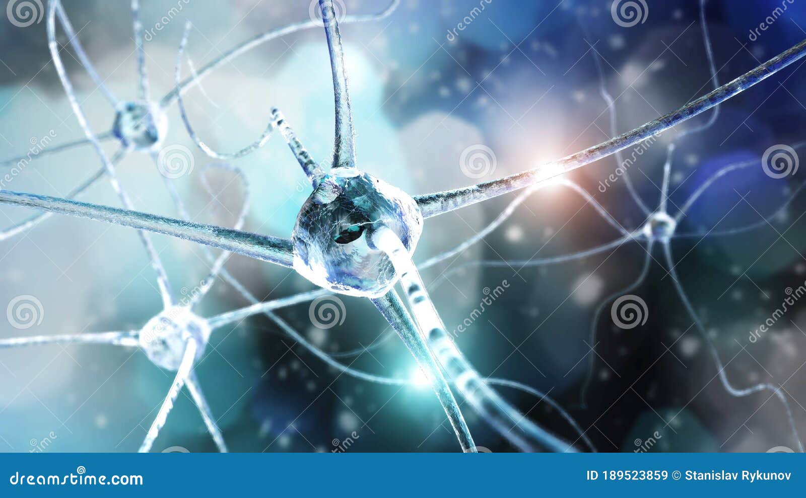 Close-up Neuron, Neural Network Stock Illustration - Illustration of ...