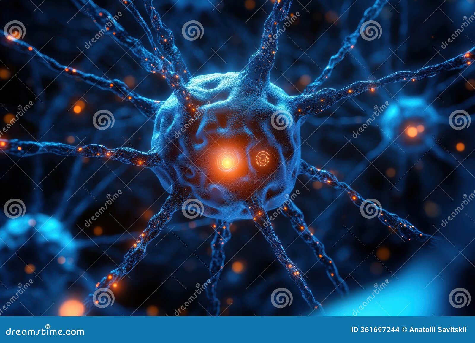 Microscopic View of a Neuron Showcasing Intricate Connections and ...