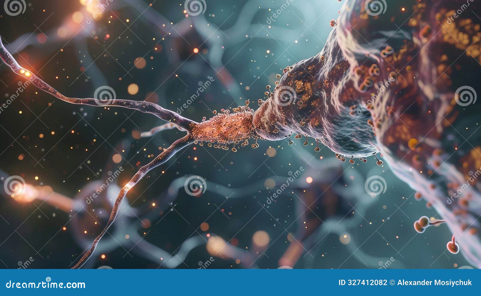 Close Up of a Neuron S Axon and Dendrites with Synaptic Vesicles Stock ...