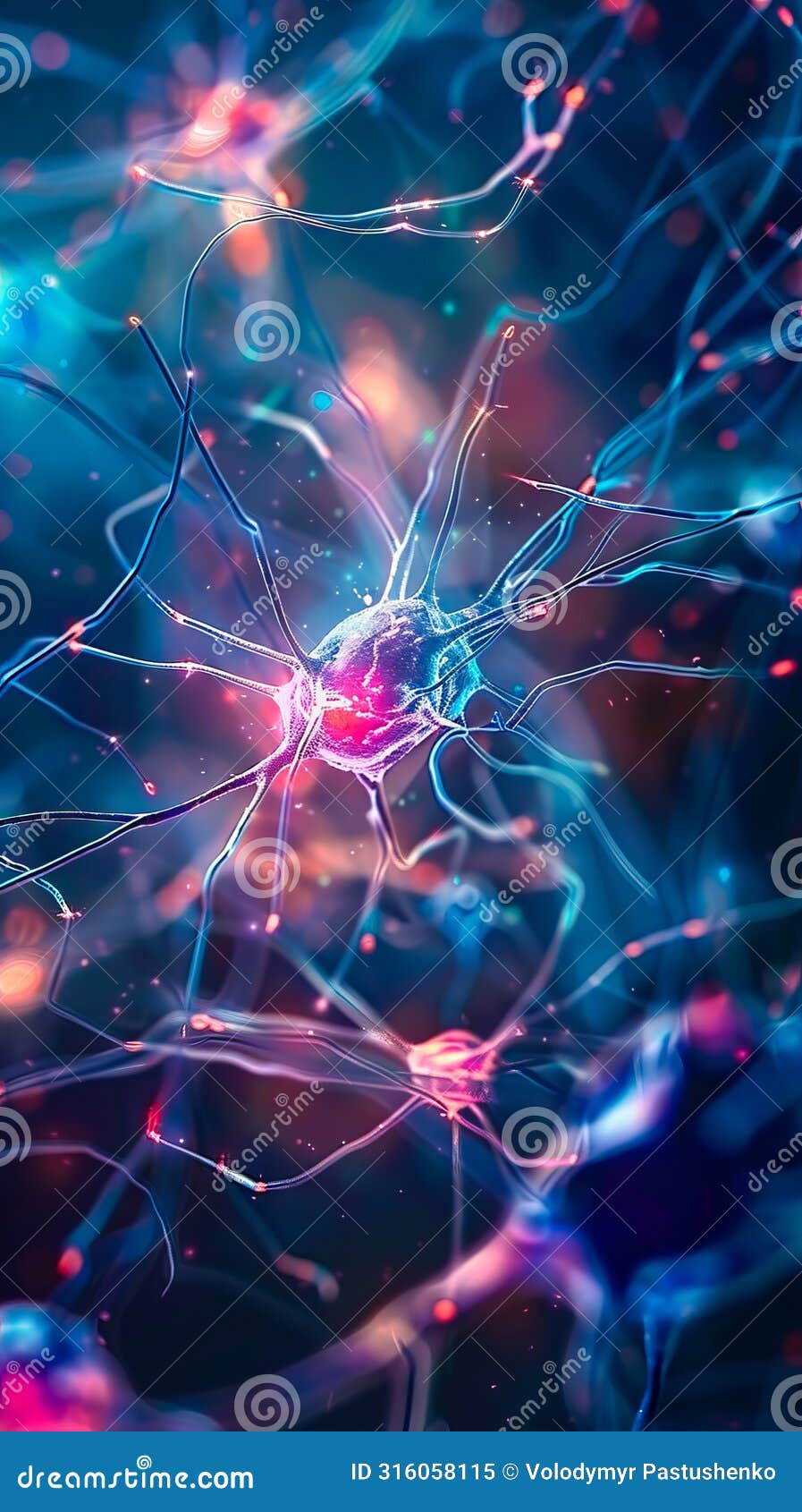 A Close Up of Neurons and Their Connections Stock Image - Image of blue ...