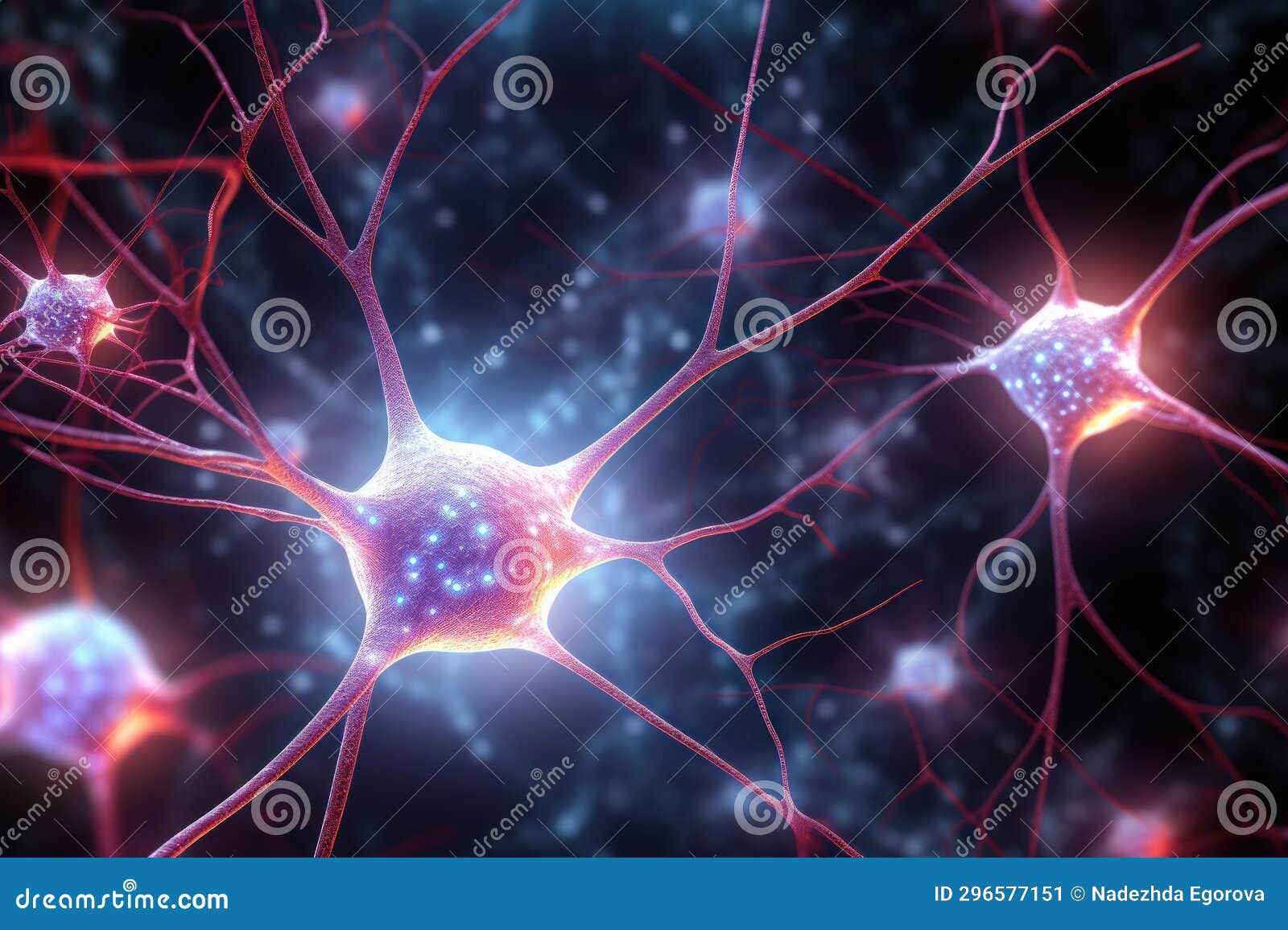 Close Up of Neurons, the Work of the Human Brain Stock Illustration ...
