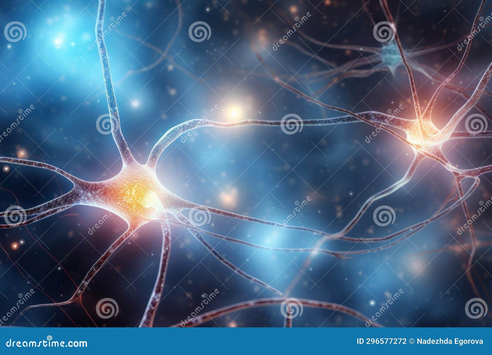 Close Up of Neurons, the Work of the Human Brain Stock Illustration ...