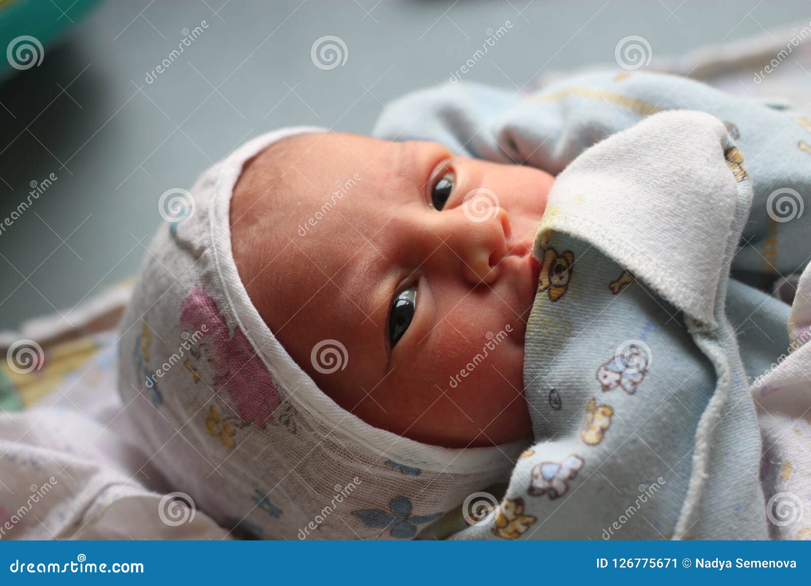 Newborn babys first day stock image. Image of closeup - 126775671