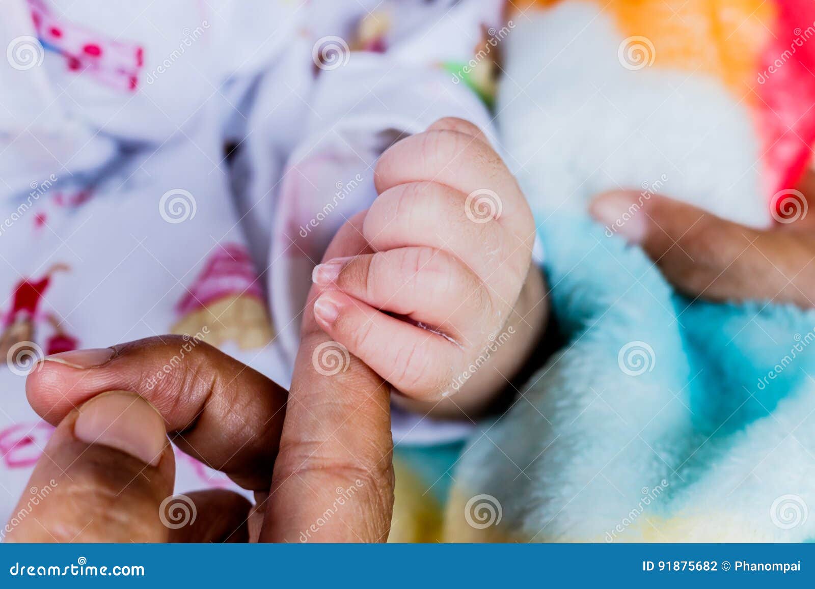 Close-up of Newborn Child Touching Mother Hand. Stock Photo - Image of ...