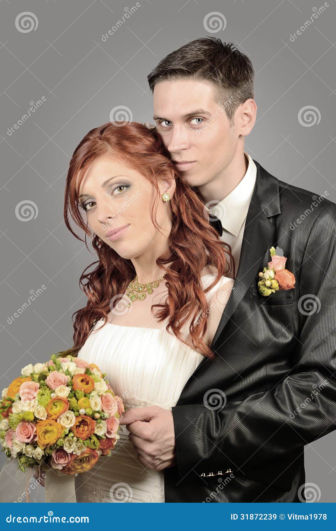 Close Up of a Nice Young Wedding Couple Stock Image - Image of ...