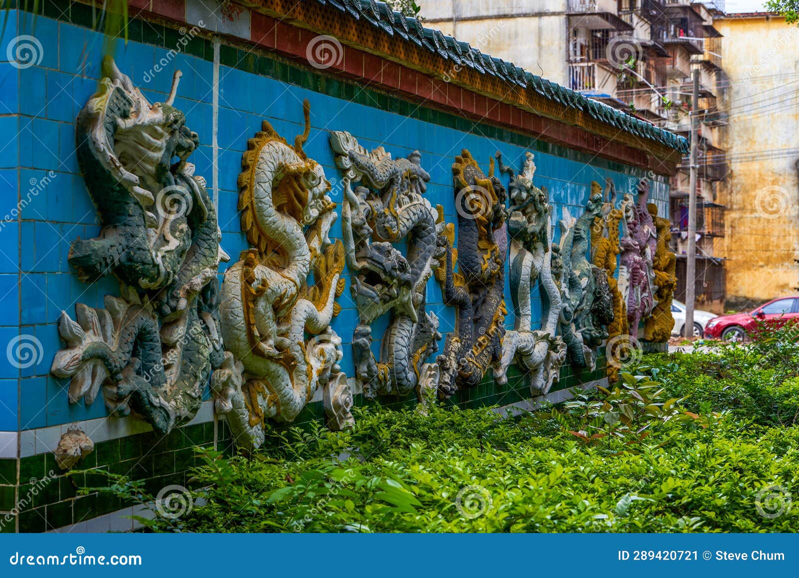 Close-up of Nine Dragon Wall in a Chinese Garden Stock Image - Image of ...