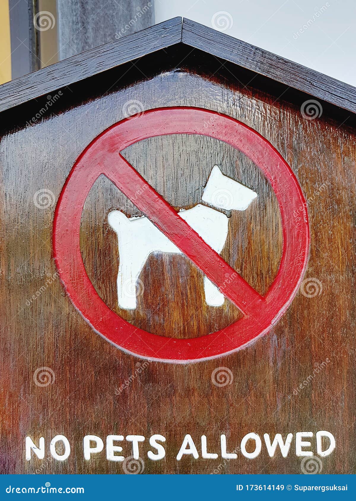 No Pets Allowed Sign on Wooden Board Stock Image - Image of prohibited ...