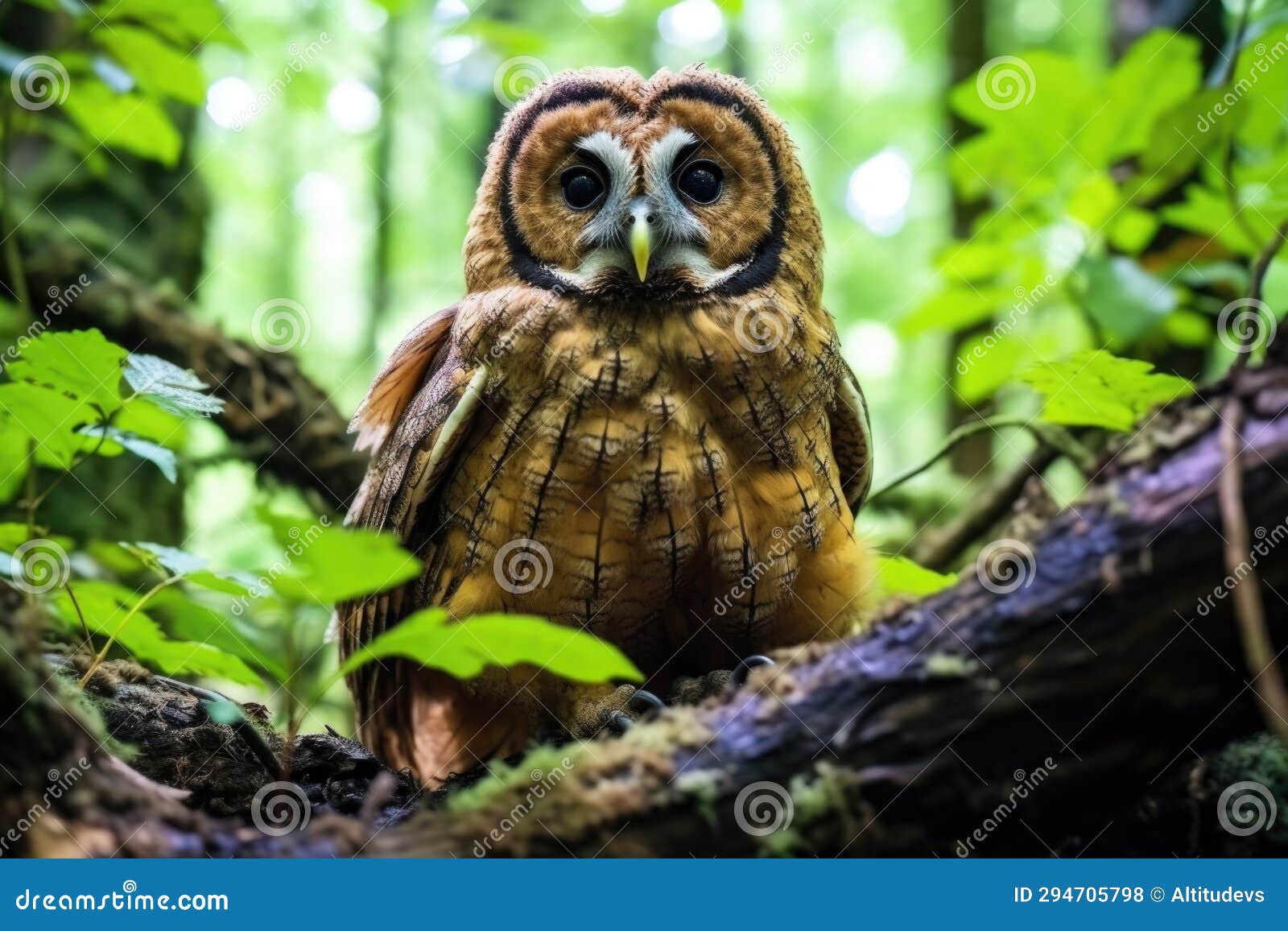 A Close-up of a Northern Spotted Owl in a Dense Forest Stock Photo ...