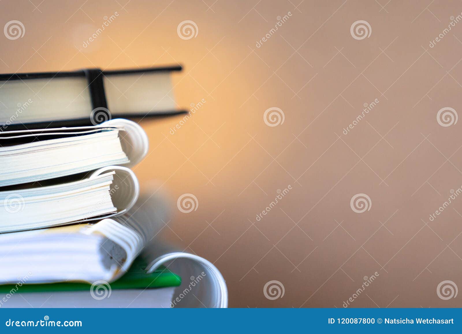 Close Up Notebooks Stack Education Background. Back To School Stock ...