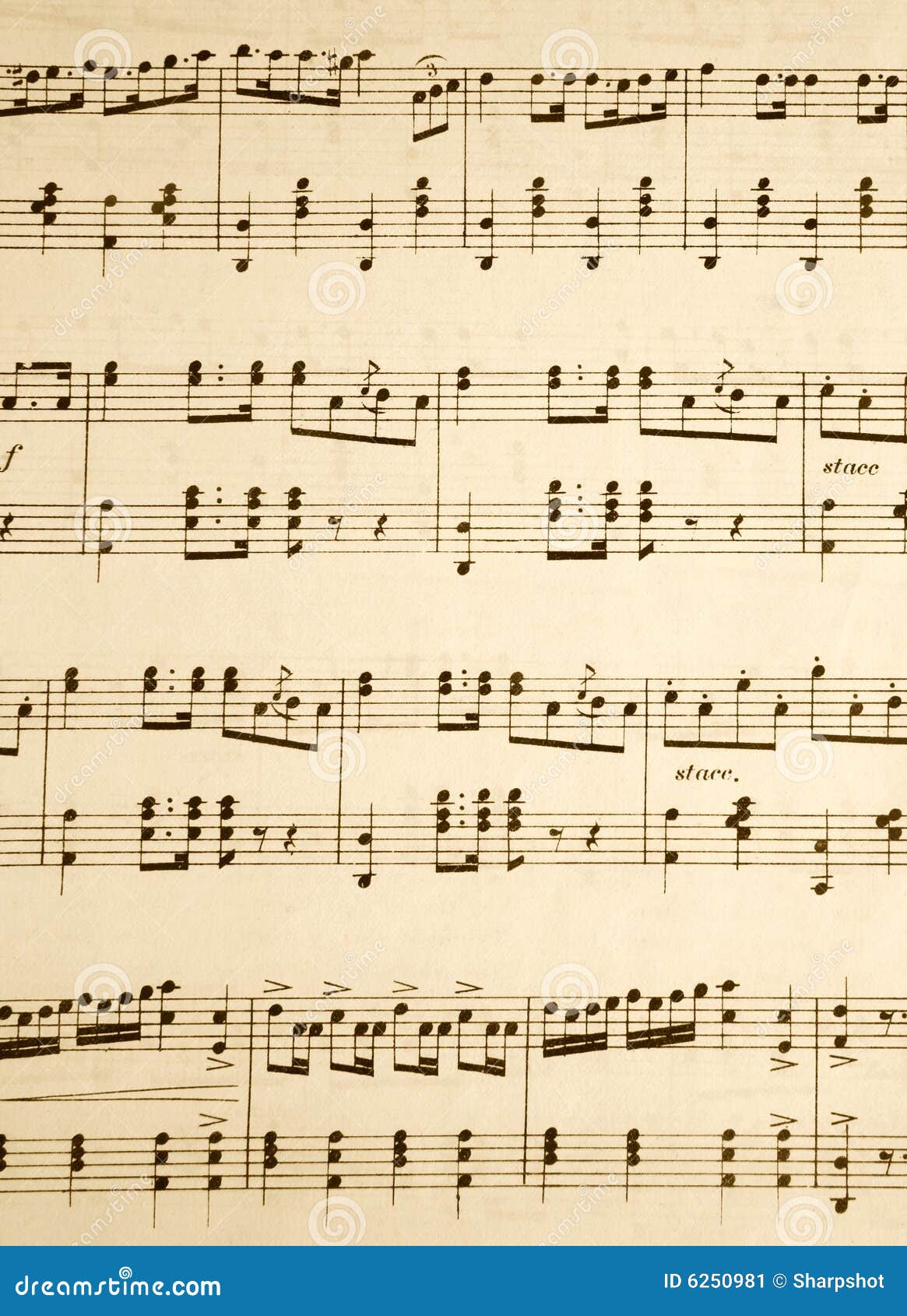 Close Up of Notes on an Old Music Sheet. Stock Image - Image of detail ...