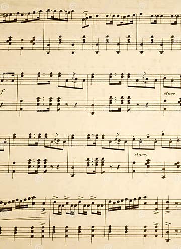 Close Up of Notes on an Old Music Sheet. Stock Image - Image of detail ...