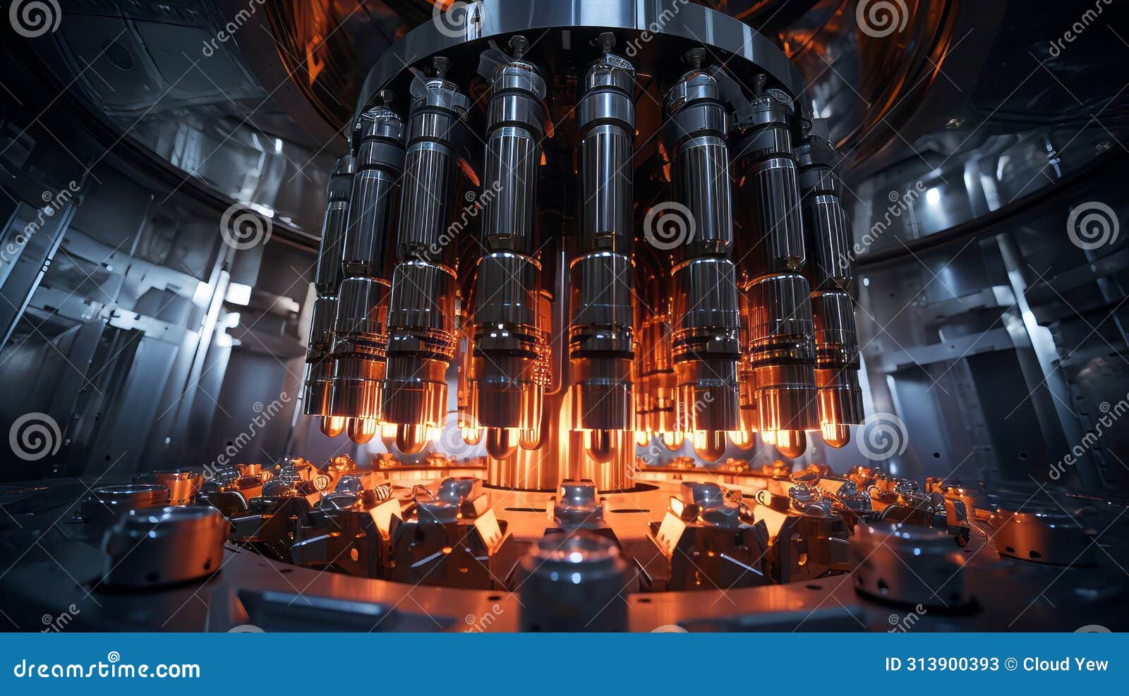 Close Up of Nuclear Reactor S Fuel Assembly Stock Illustration ...