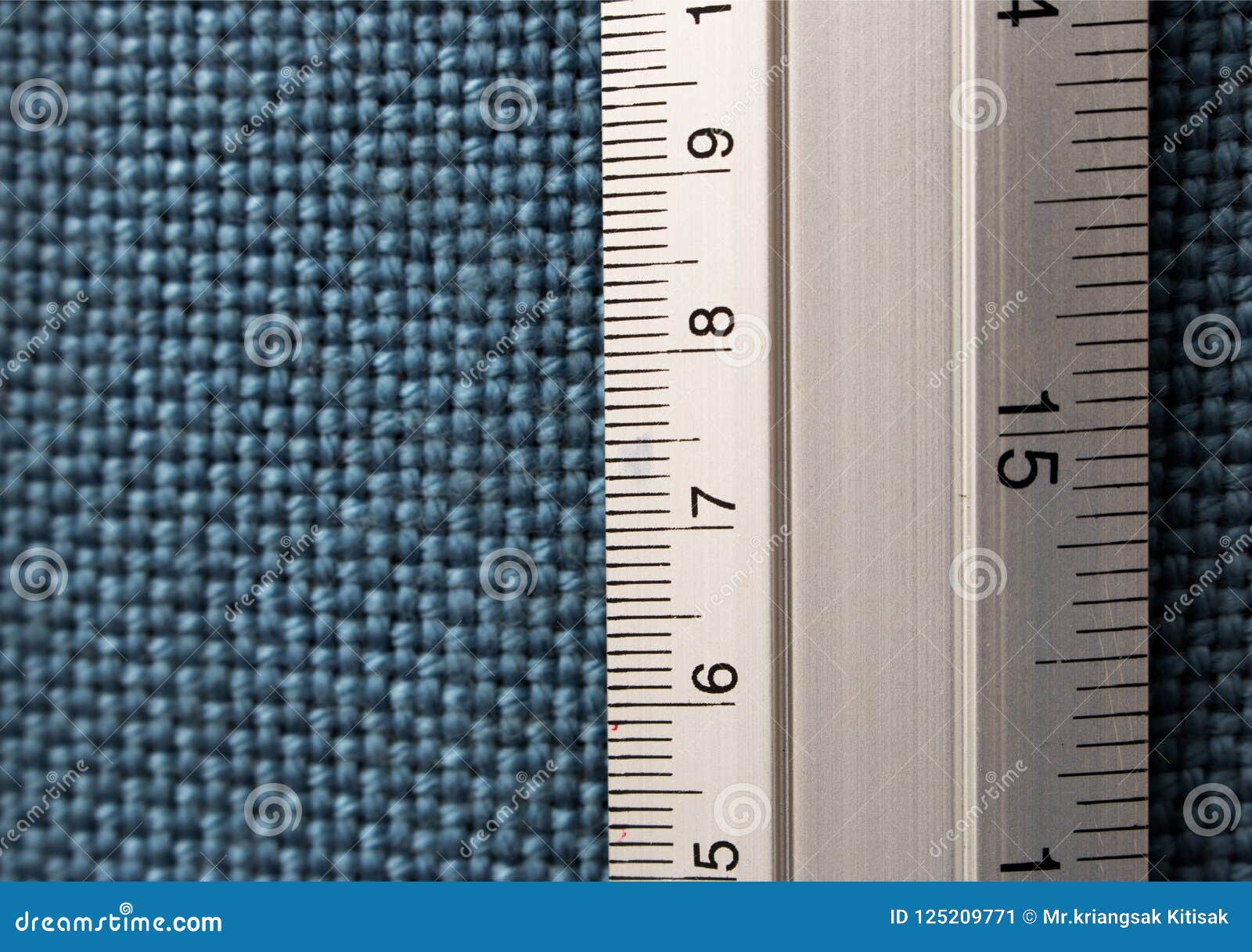 Close-up Numeric Focus Ruler on Blue Fabricboard Stock Image - Image of ...