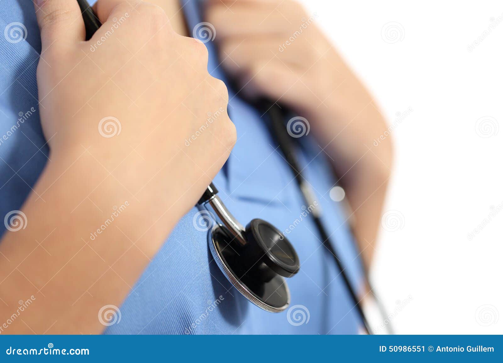Nurse With Stethoscope Writing Medical Report In Hospital Stock Photo ...