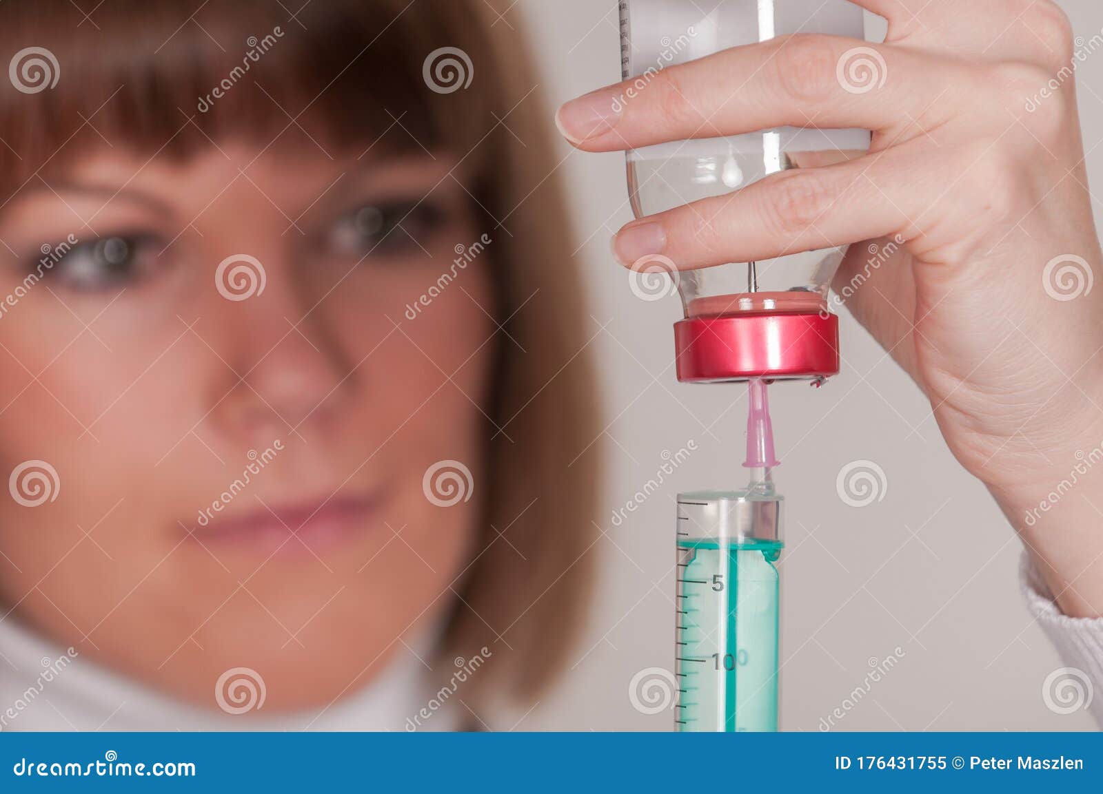 Close Up of Nurse with Injection Stock Image - Image of research ...