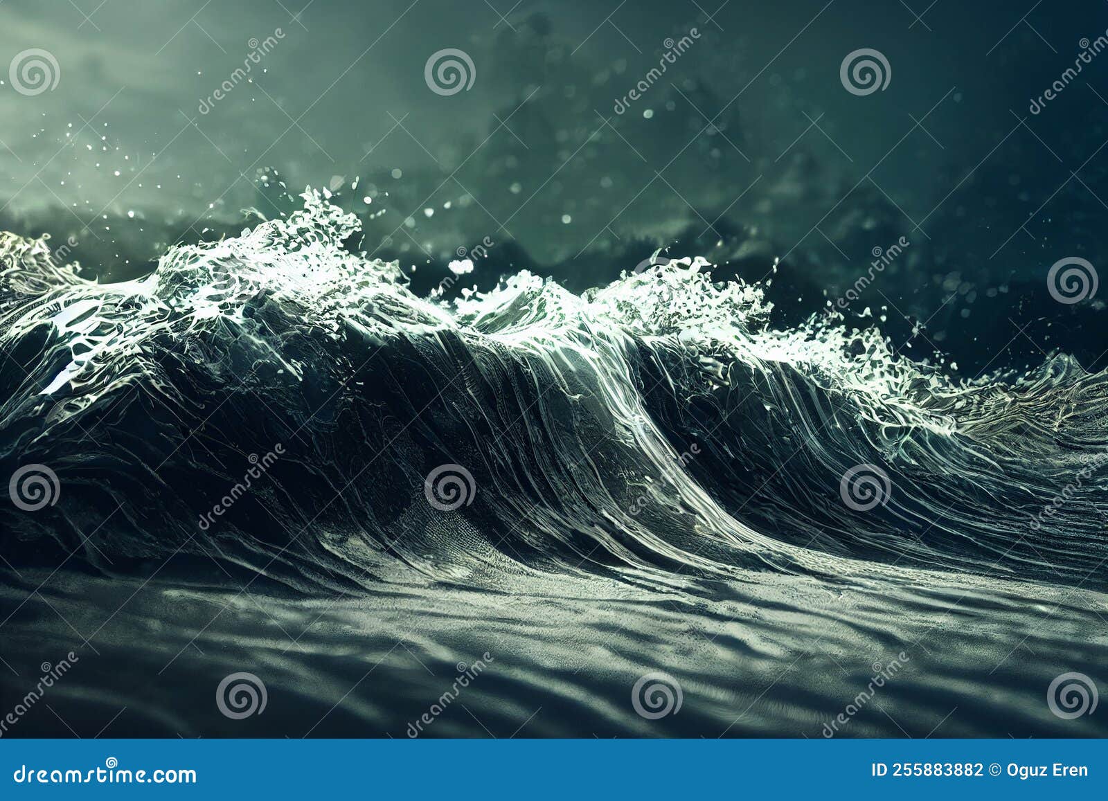 Close up ocean wave in 3d stock photo. Image of seascape - 255883882