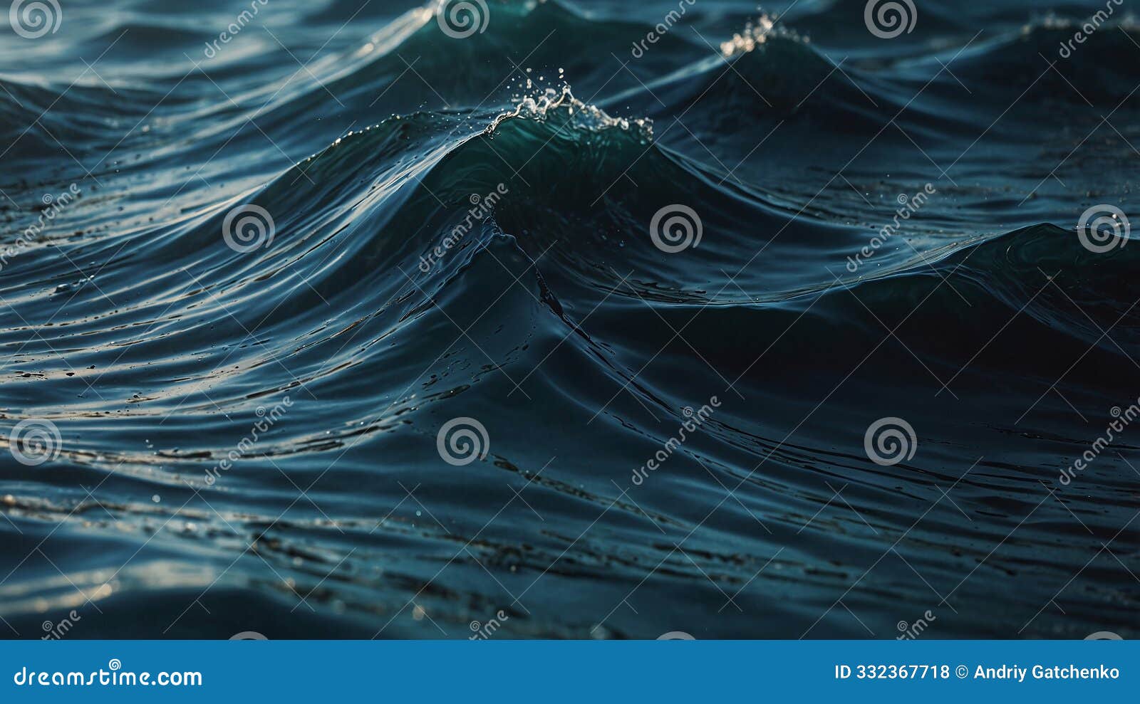 Close-Up of Ocean Waves with Highlighted Crests and Smooth Water ...