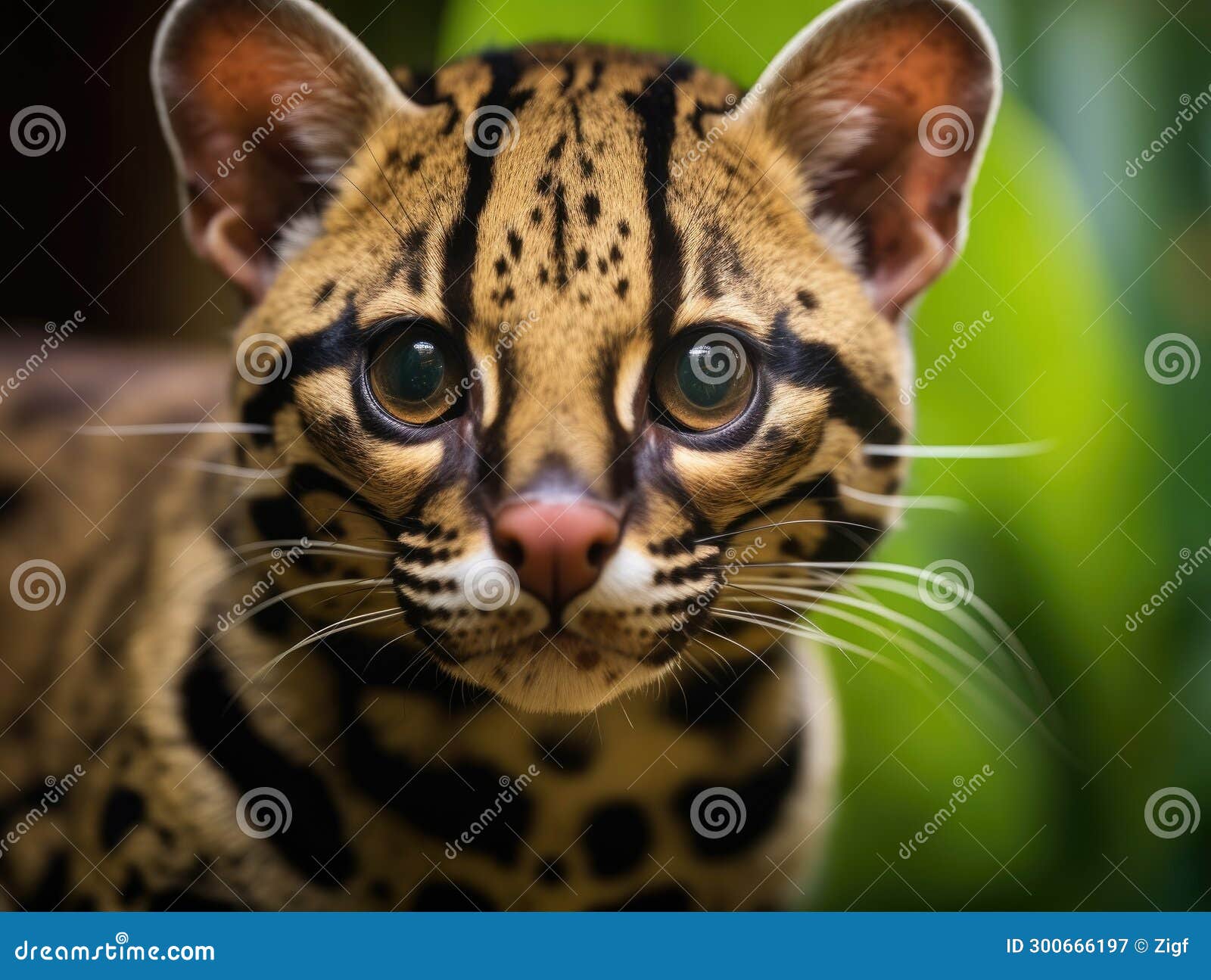 Close-up of an Ocelot S Face, with Cat Looking Directly at Camera. it ...