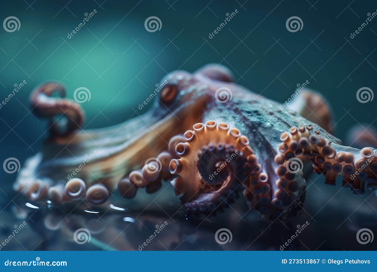 A Close Up of an Octopus on a Surface with Water Stock Illustration ...