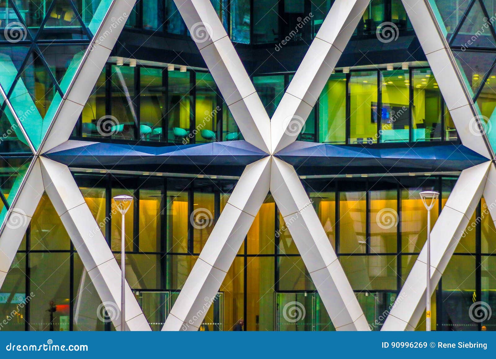 Close Up of an Office Building with Horizontal, Diagonal and Vertical ...