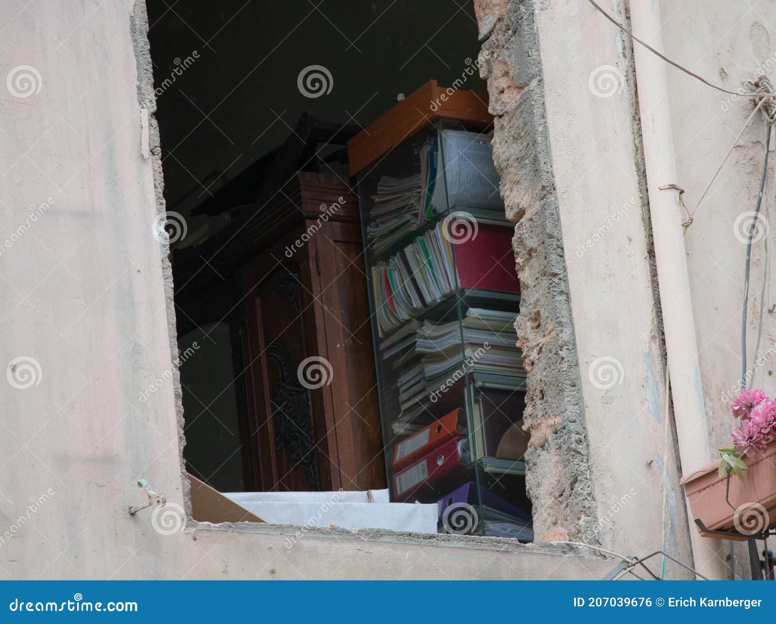 Office Window Destroyed in an Explosion Editorial Photo - Image of city ...