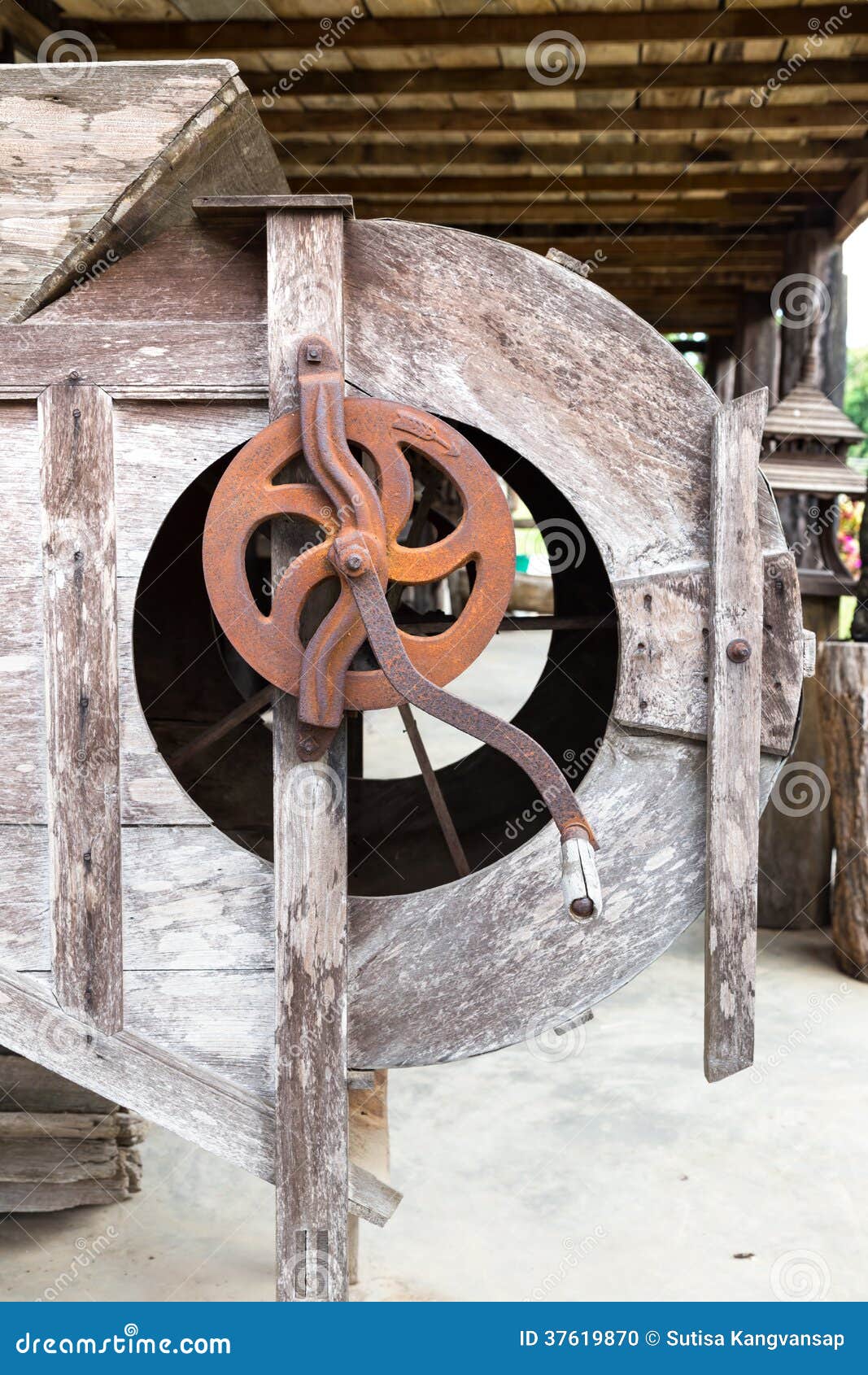 Close Up of Old Asian Style Rice Mill Stock Photo - Image of hand ...