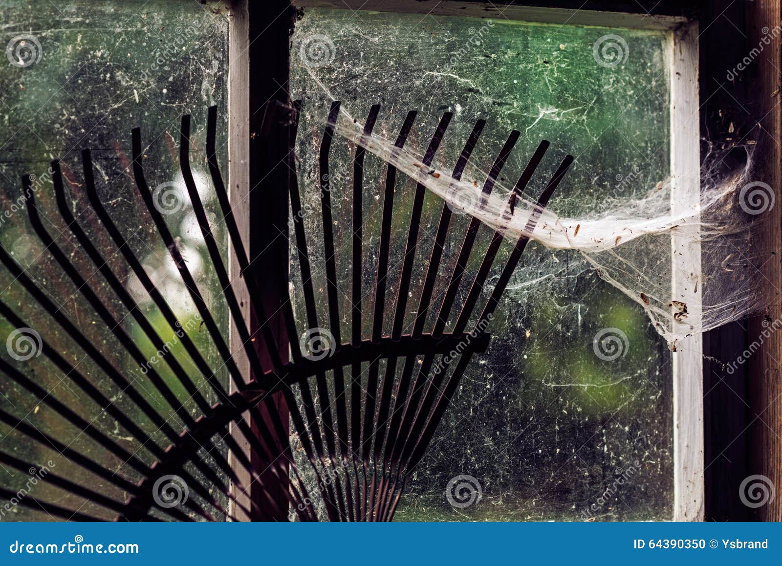 Close-up of Old Barn Window with Rake and Cobwebs Stock Photo - Image ...