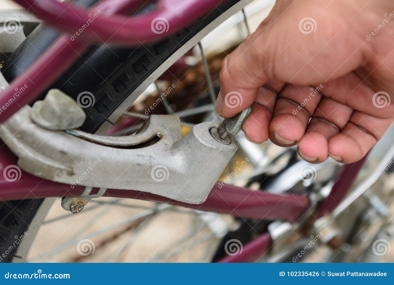 Old bicycle lock. stock photo. Image of equipment, parking - 102335426