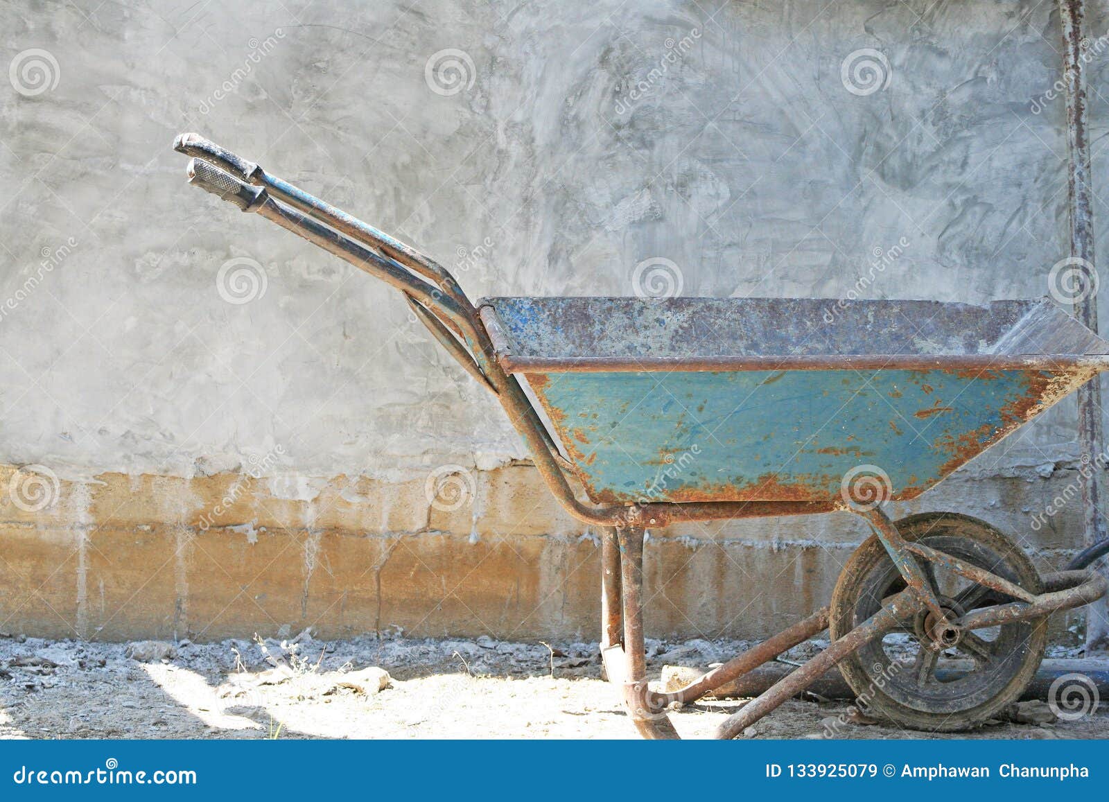 A Blue Wheelbarrow Is A Small Hand-propelled Vehicle, Top View Stock ... A Blue Wheelbarrow Is A Small Hand-propelled Vehicle, Top View Stock ...