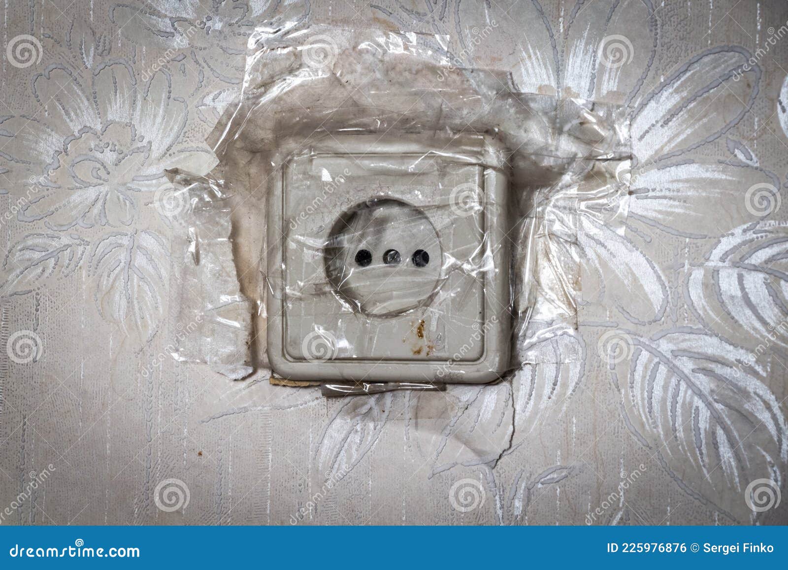 Broken Electrical Box On Ground With Wires And Leaves Royalty-Free ...