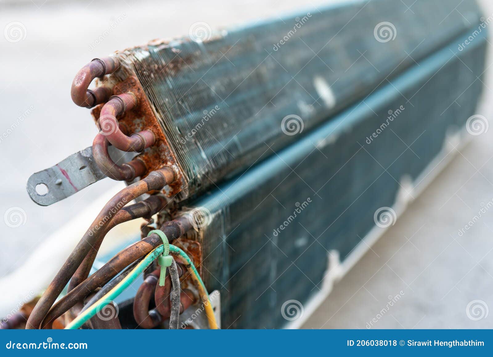 Close Up Old Coil Cooler of Air Conditioner Stock Photo - Image of open ...