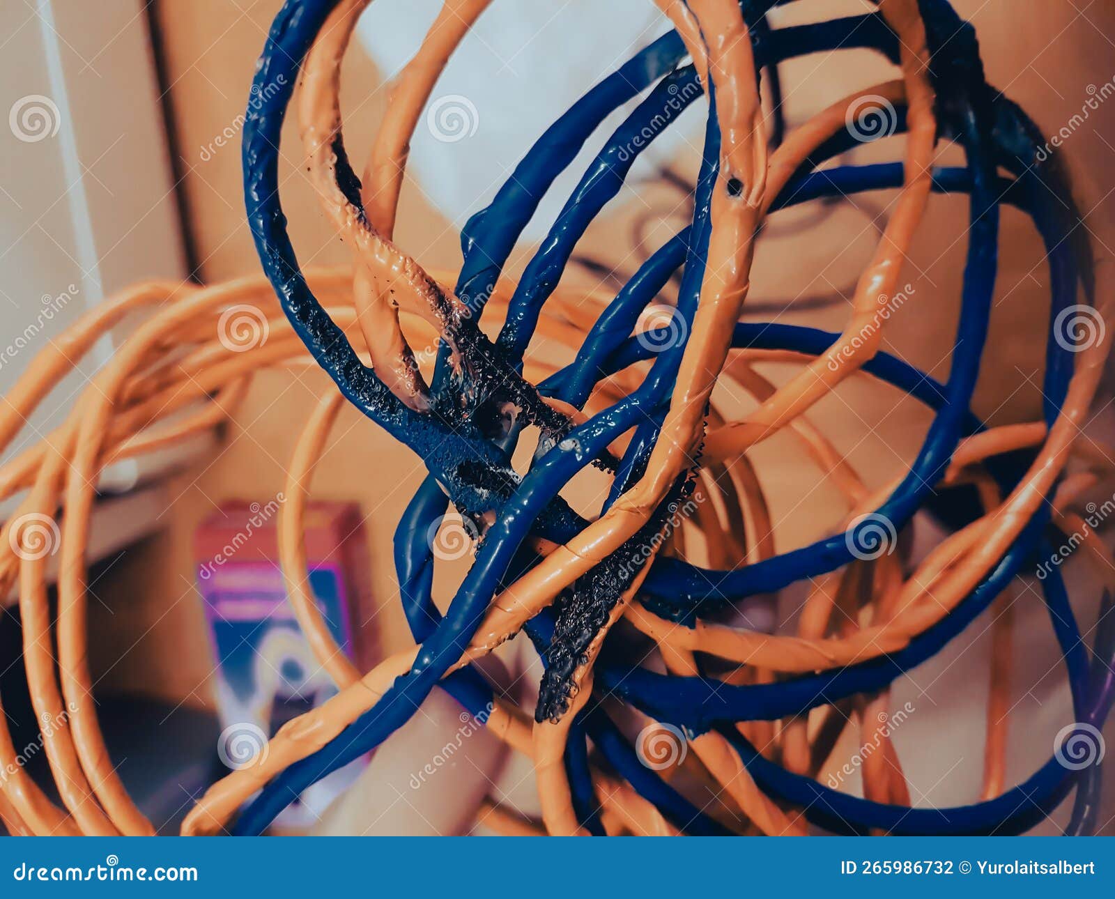 Close Up. Old and Damaged Computer Wires Stock Photo - Image of ...