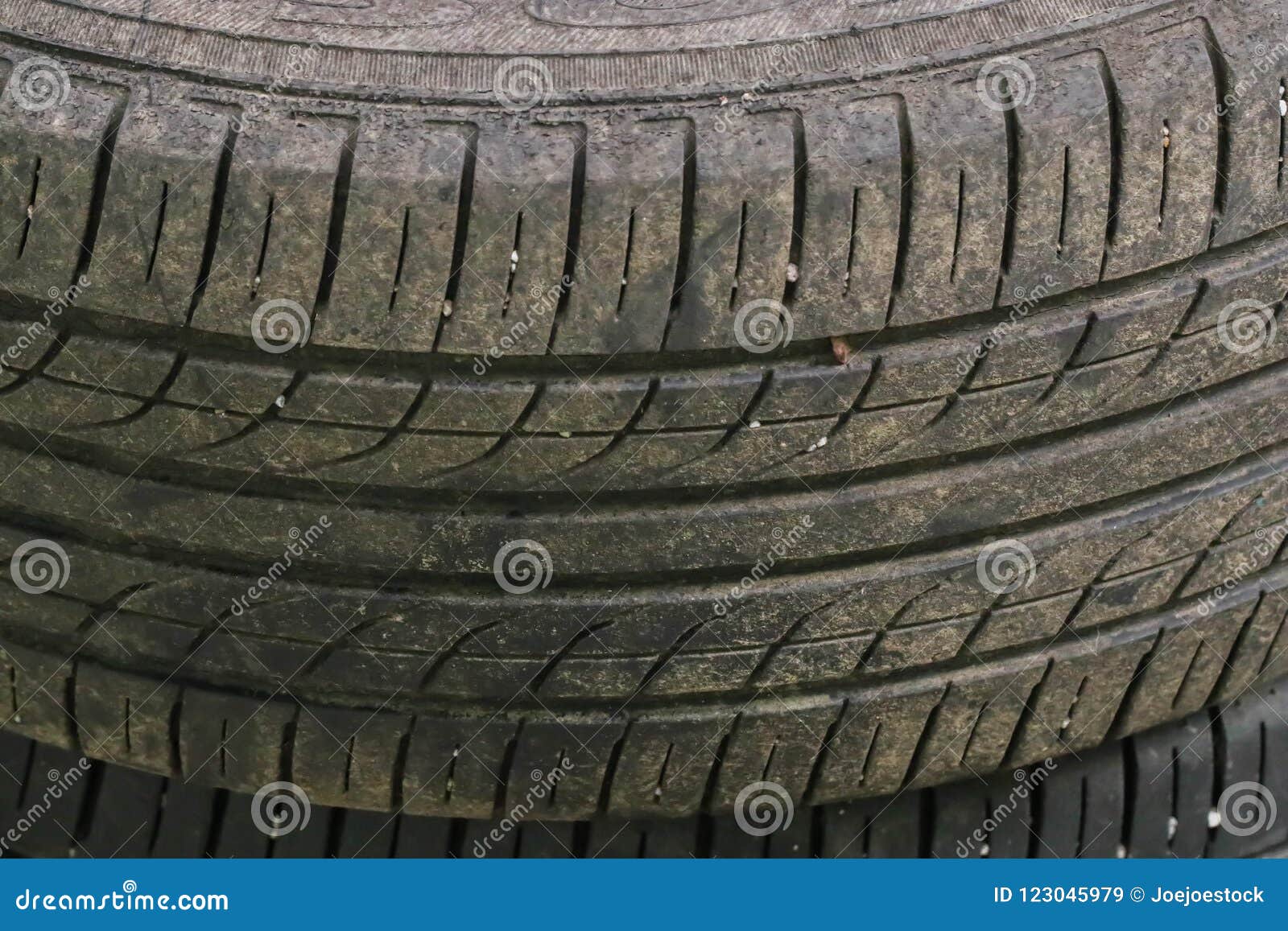 Closeup of Old, Damaged and Worn Black Tire Tread Stock Image - Image ...