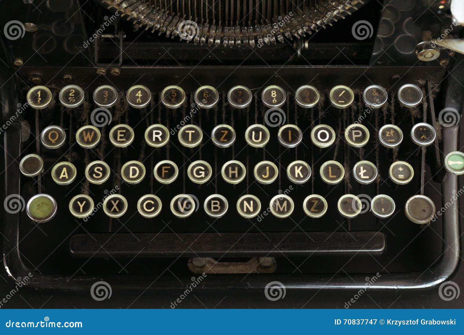 Close-up of an Old and Dusty Typewriter Keyboard Stock Image - Image of ...