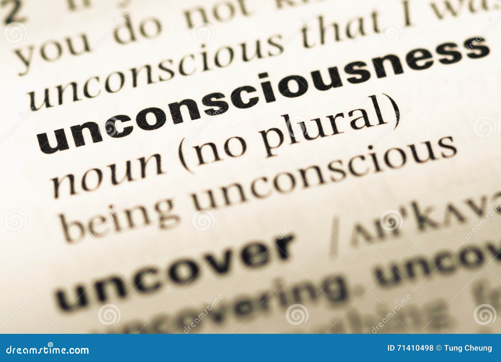 Close Up of Old English Dictionary Page with Word Unconsciousness Stock ...