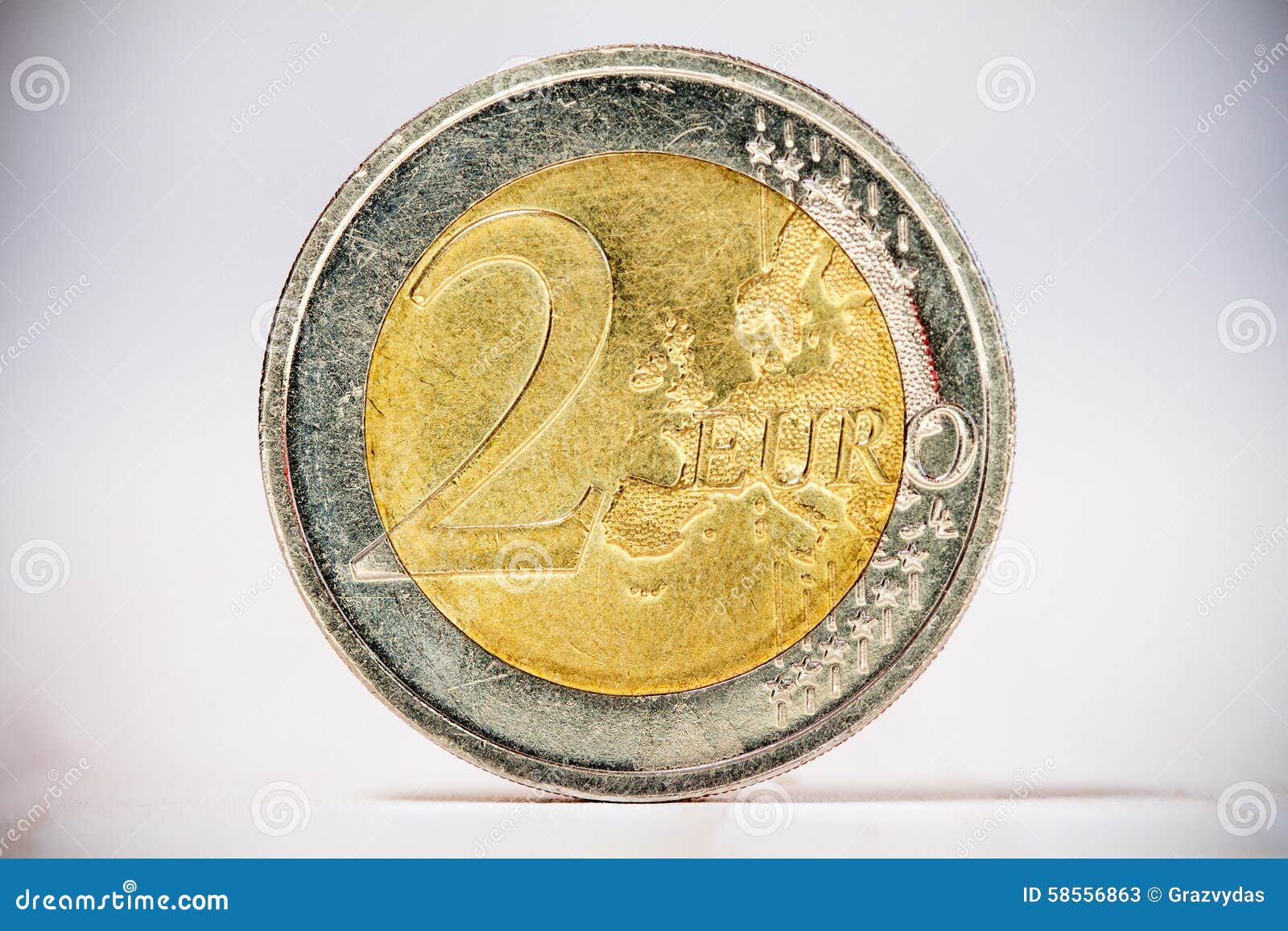 Close Up of Old 2 Euro Coin Stock Image - Image of rich, euro: 58556863