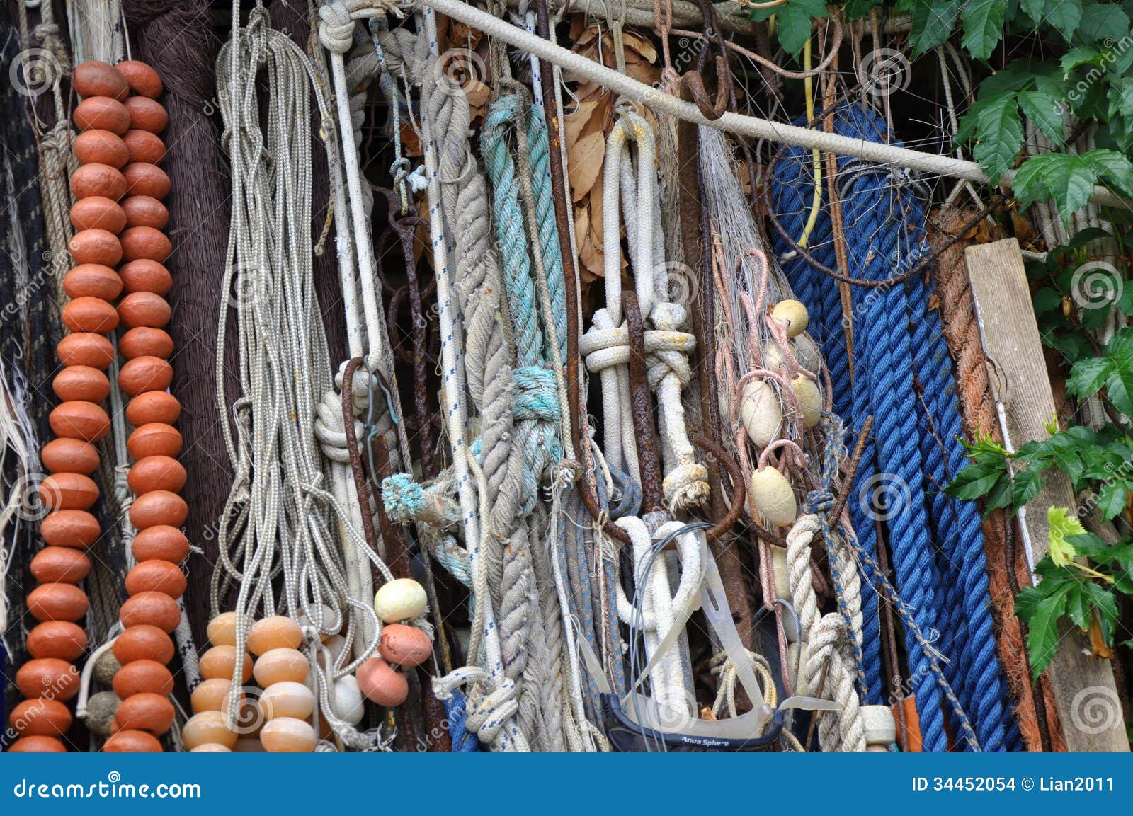 Close Up Old Fishing Tackle - Rope, Float Stock Photo - Image of marine ...