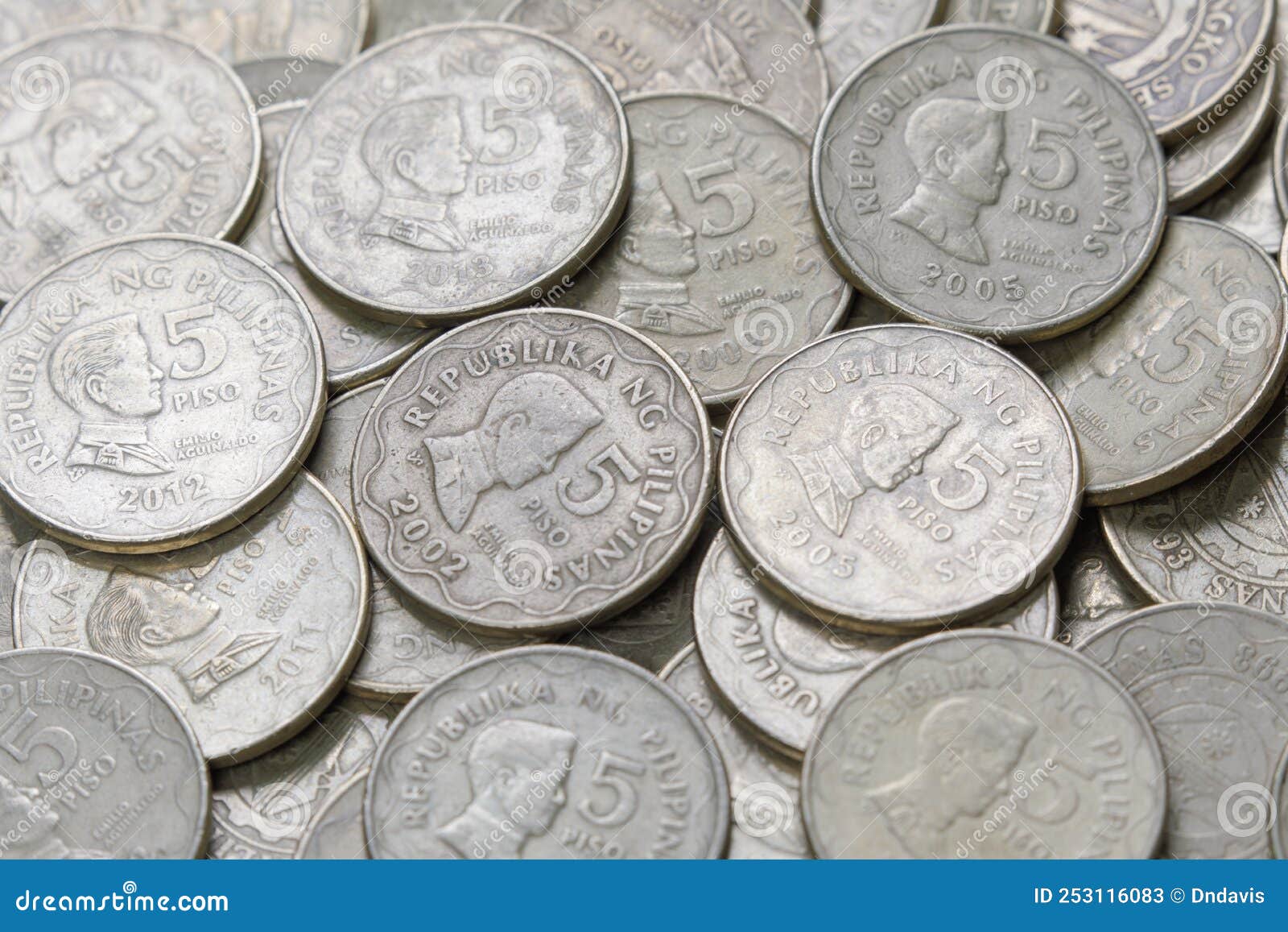Close Up of Old Five Piso Philippine Coins Stock Image - Image of coin ...