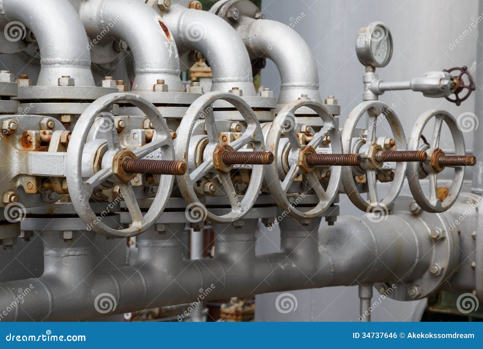 Close-up of Old Gate Valve on Pipe Connection Stock Photo - Image of ...