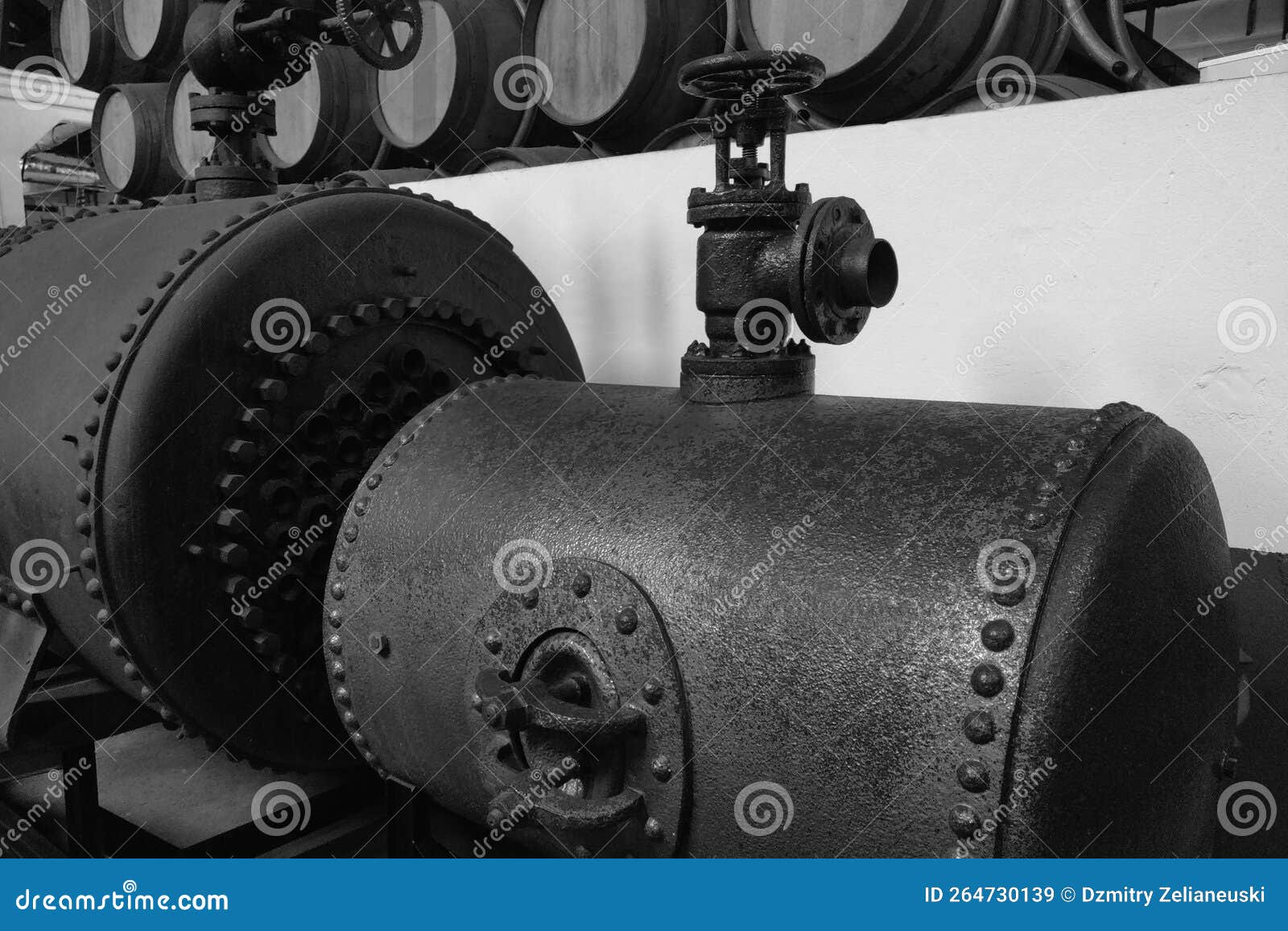 Close Up of Old Iron Barrels, Containers. Stock Image - Image of ...