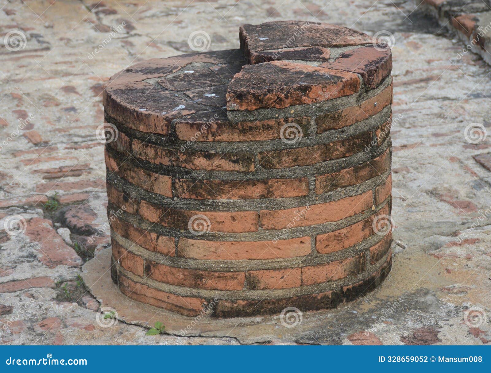 Old Large Red Brick Pole in the Background Stock Photo - Image of ...