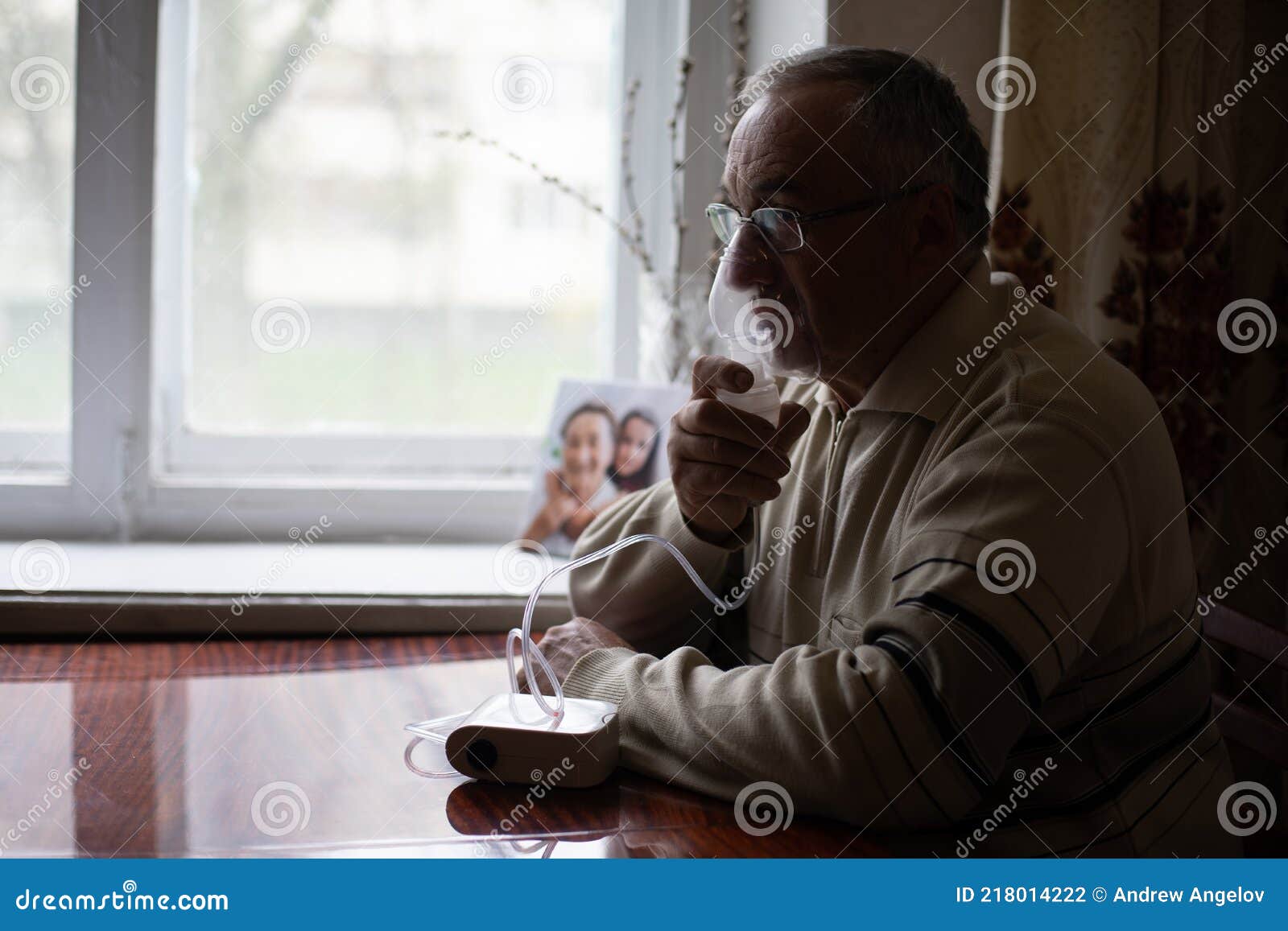 Close-up of an Old Man Doing Inhalation Stock Photo - Image of person ...