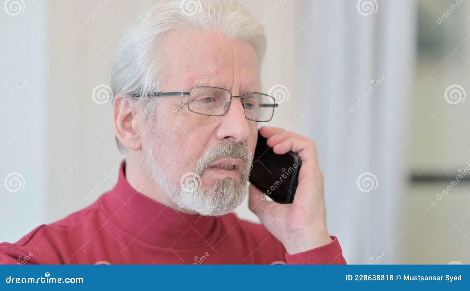 Close Up of Old Man Talking on Phone Stock Photo - Image of dial ...