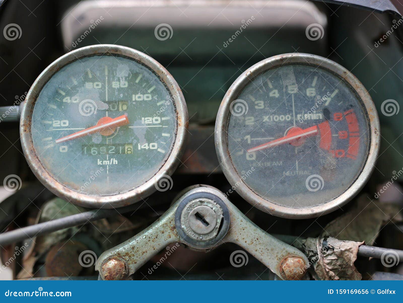 Close Up of Old Motorcycle Speed Meter Stock Photo - Image of measure ...