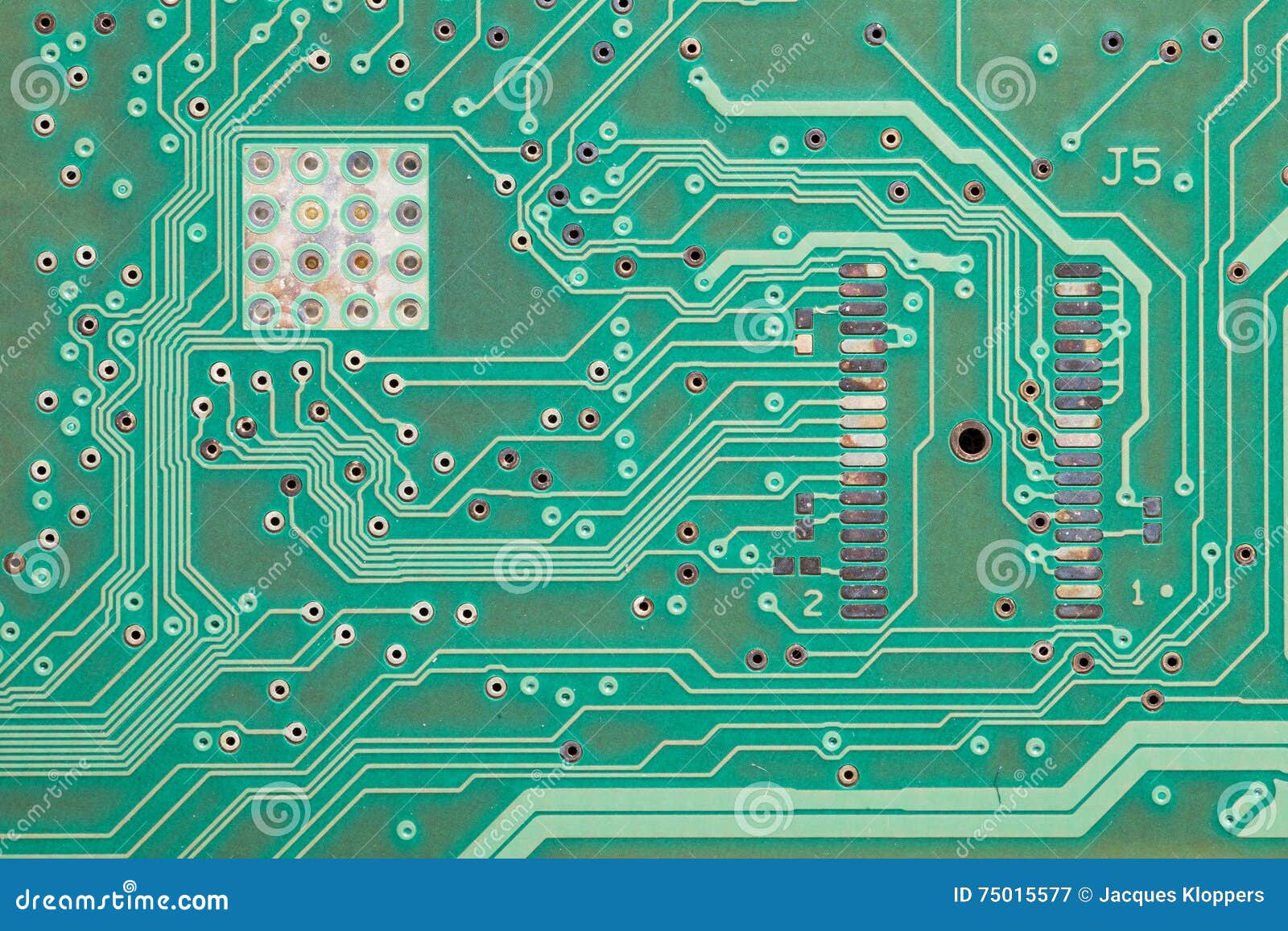Close Up of Old Printed Green Circuit Board Stock Image - Image of tech ...