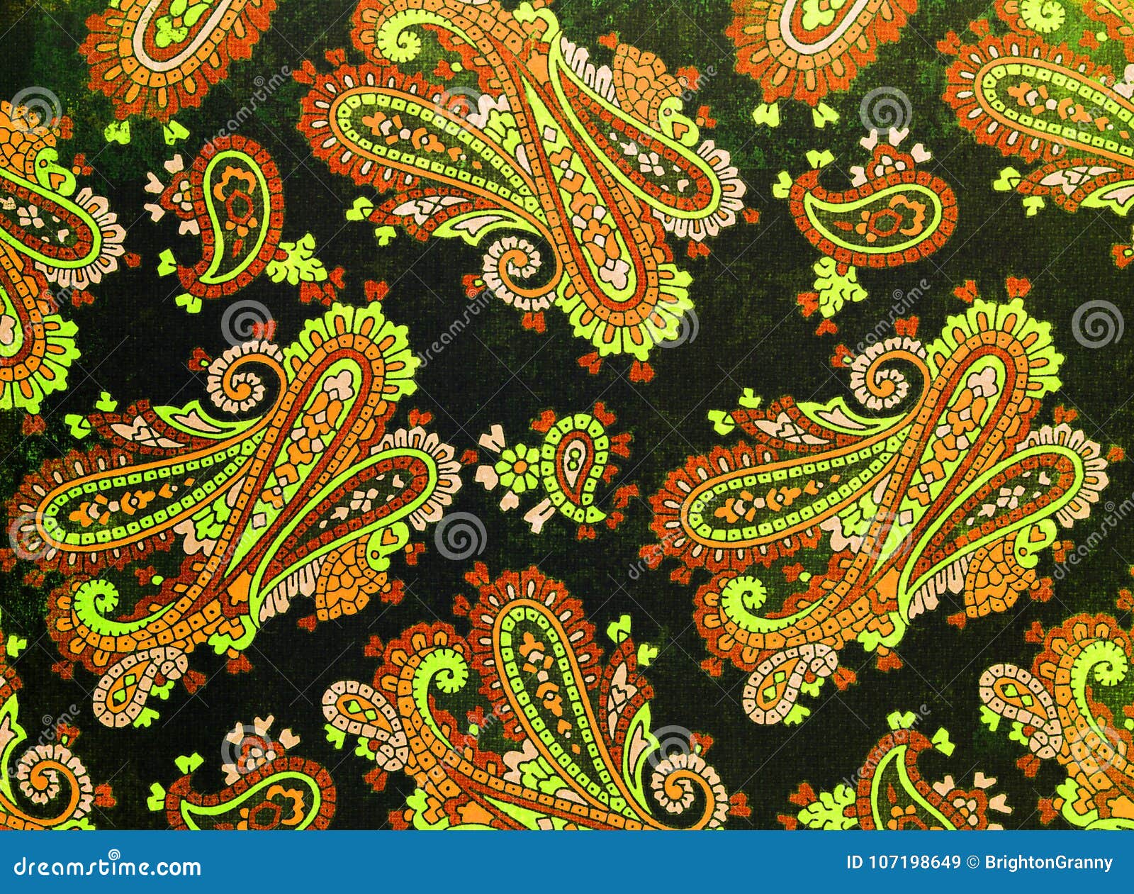 A Close Up of Old Printed Paisley Pattern. Stock Image - Image of ...