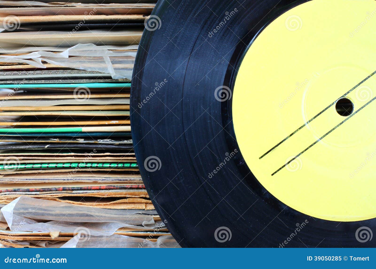 Close Up of Old Record and Records Stack Stock Image - Image of disc ...