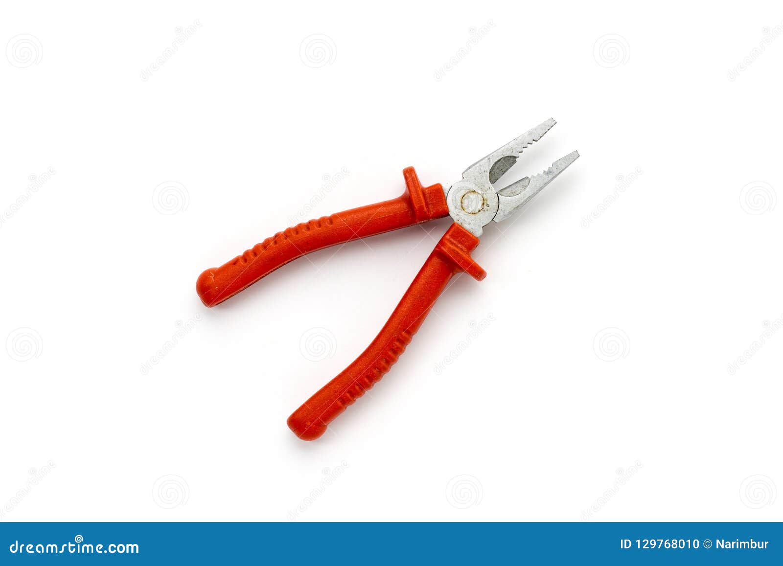 Close Up of an Old Red Lineman`s Pliers Stock Photo - Image of building ...