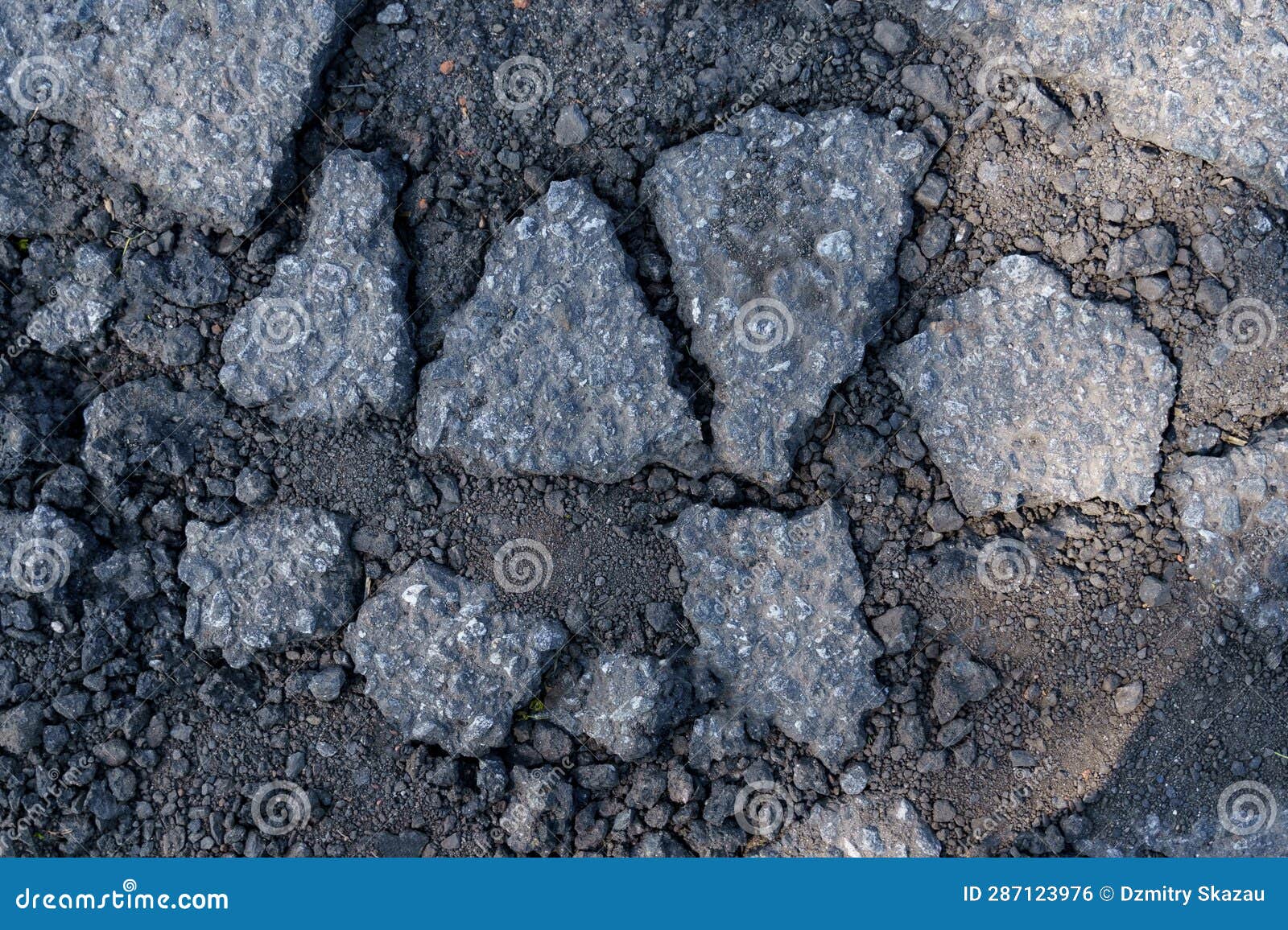 Close-up of an Old Road with Cracks and Damage. Stock Photo - Image of ...